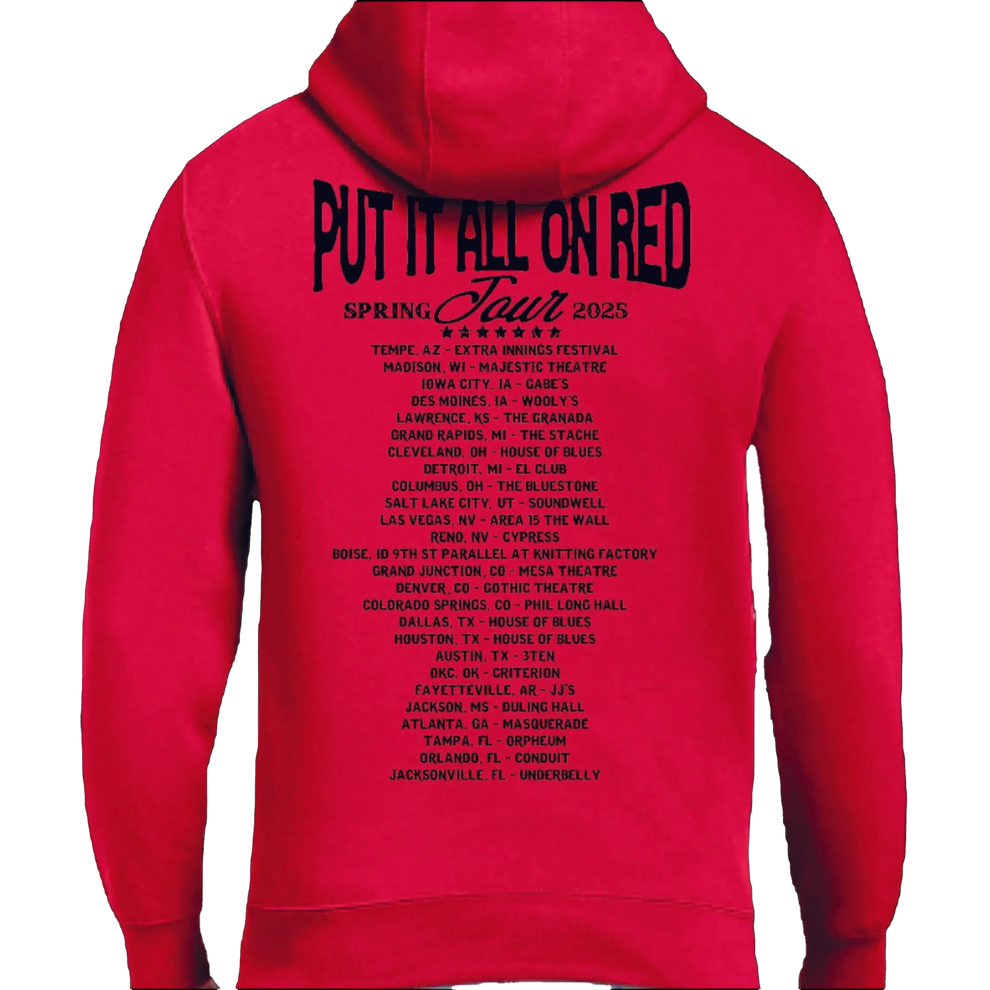 2025 Put It All On Red Tour Hoodie – Red Leather